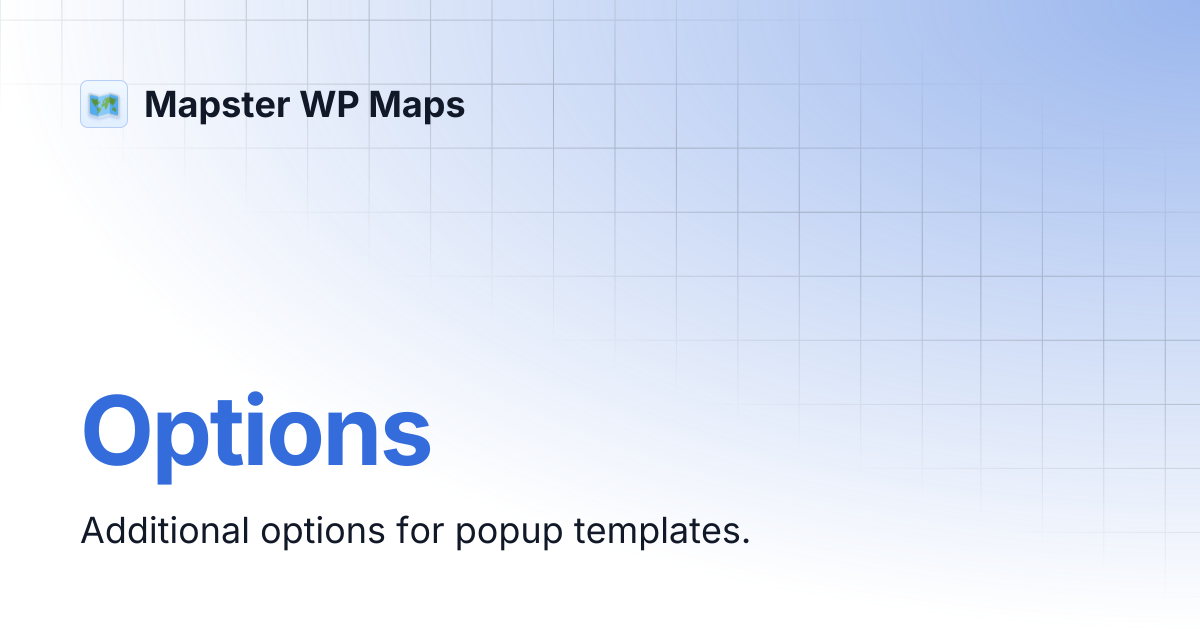 Options | Mapster WP Maps